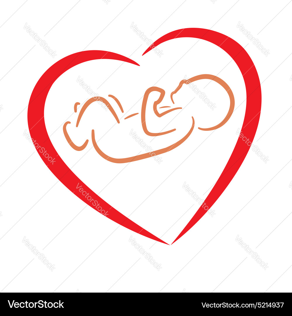 Heart and baby symbols Royalty Free Vector Image