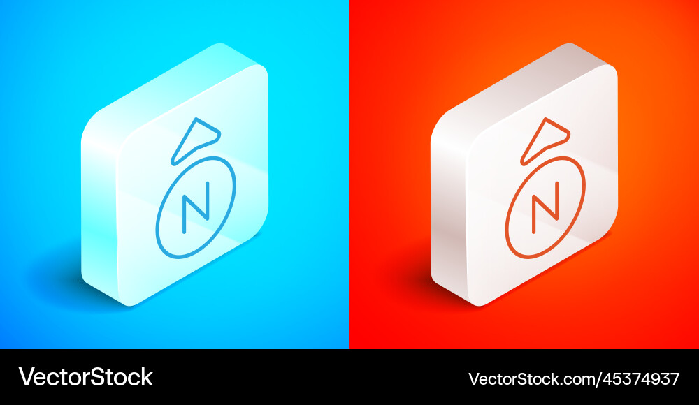 Isometric line compass icon isolated on blue Vector Image