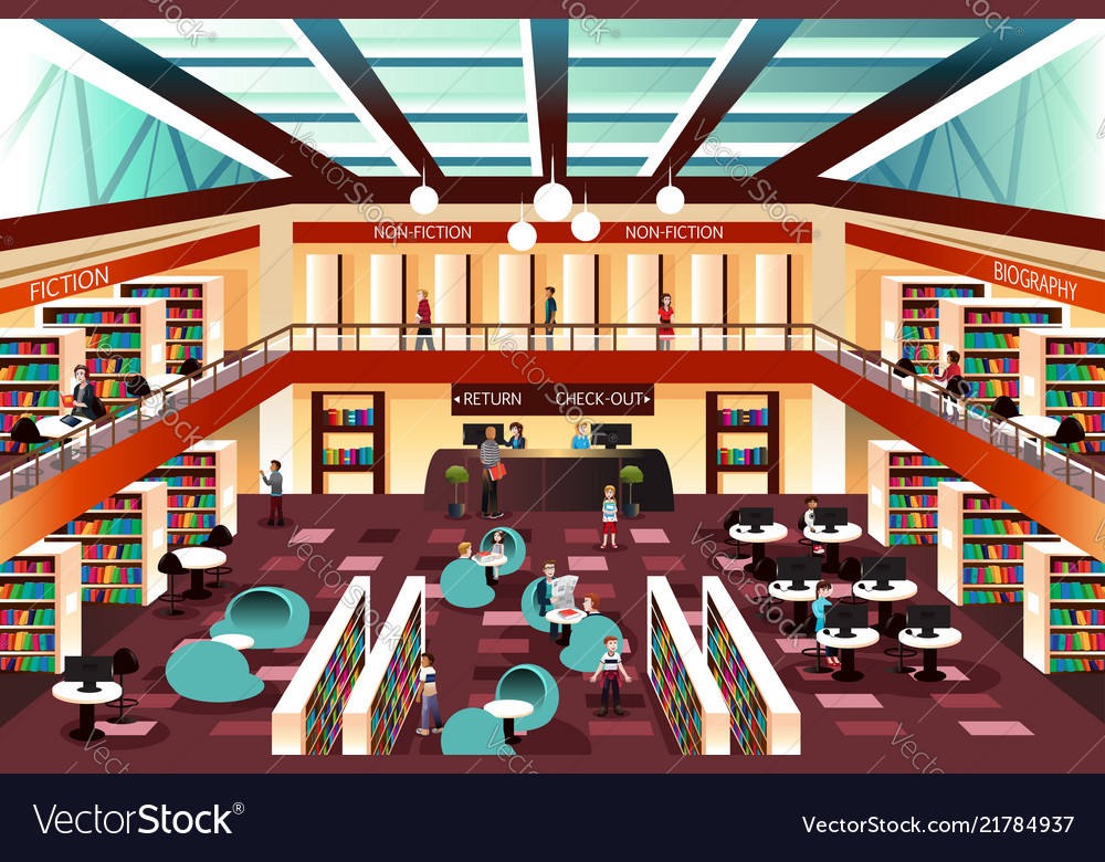 Modern looking library Royalty Free Vector Image