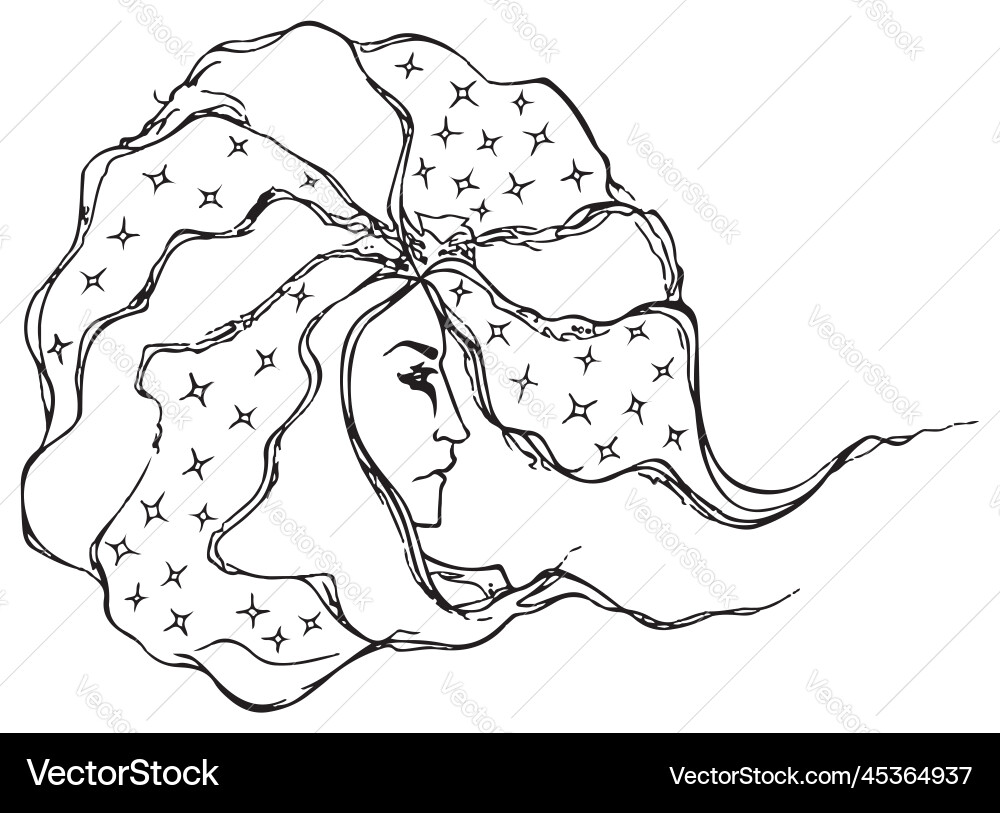 Monochrome black and white astrologer wizard man Vector Image