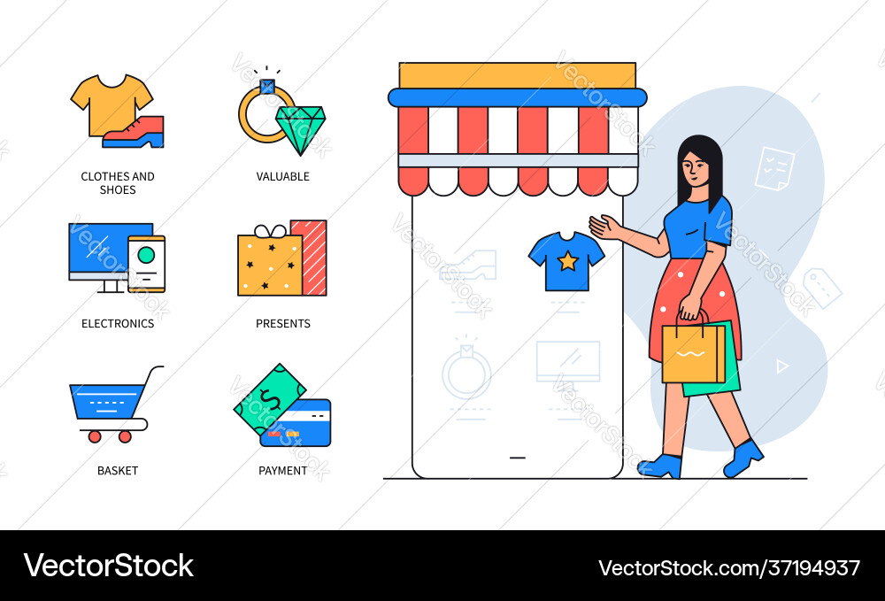 Online shopping - colorful flat design style Vector Image