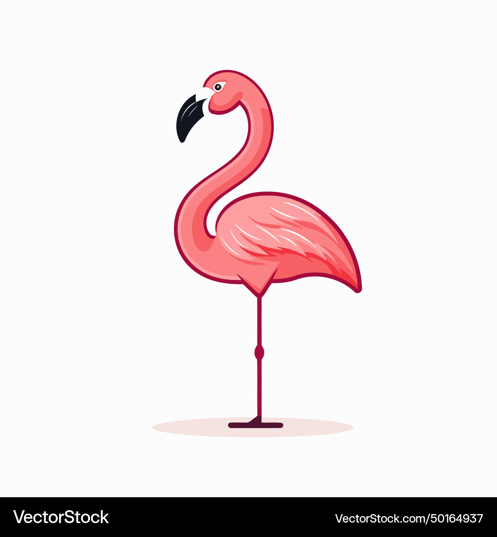 Pink flamingo isolated on white background Vector Image
