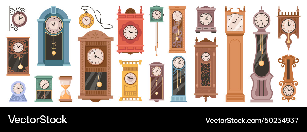 Retro clocks vintage pocket watch Royalty Free Vector Image