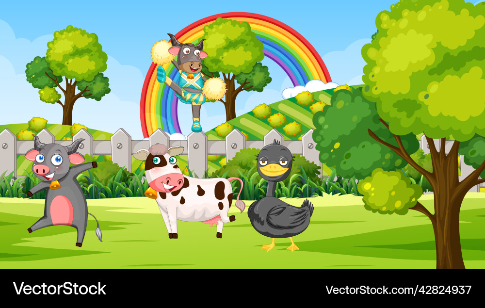 Scene with cute animals in the park Royalty Free Vector