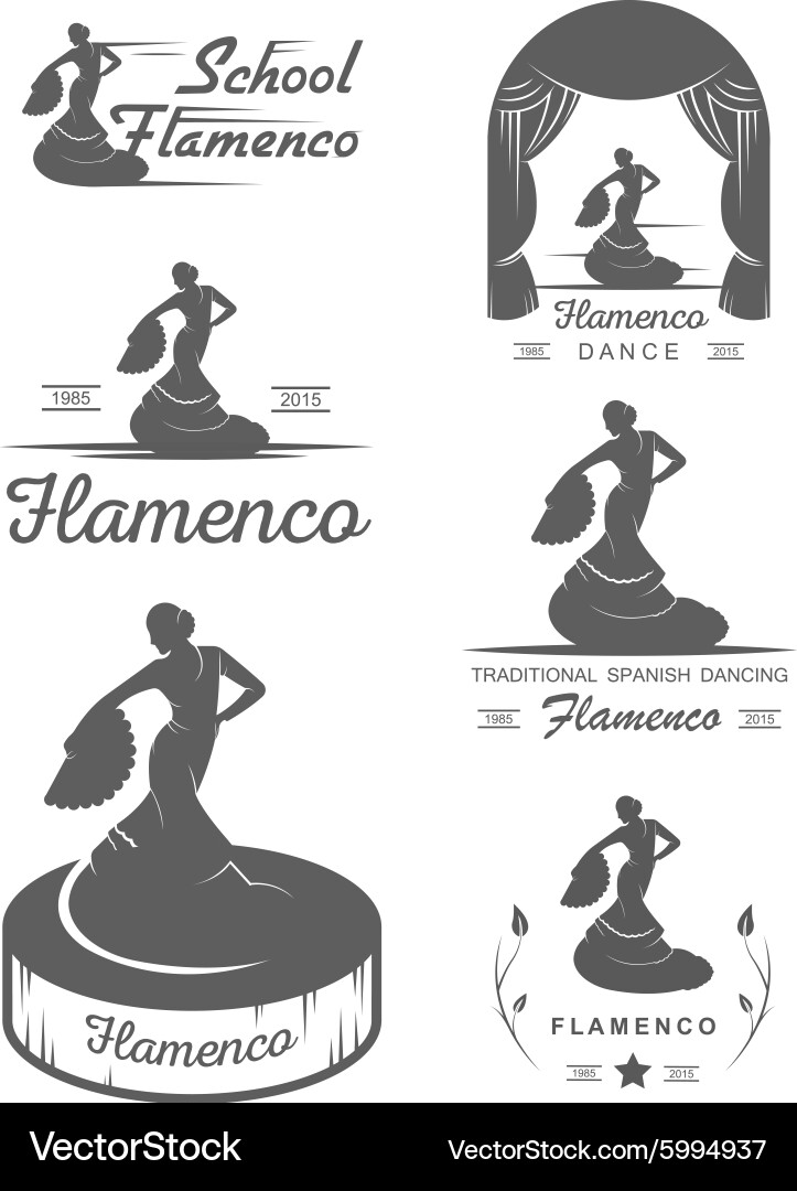 Set logos and badges flamenco Royalty Free Vector Image