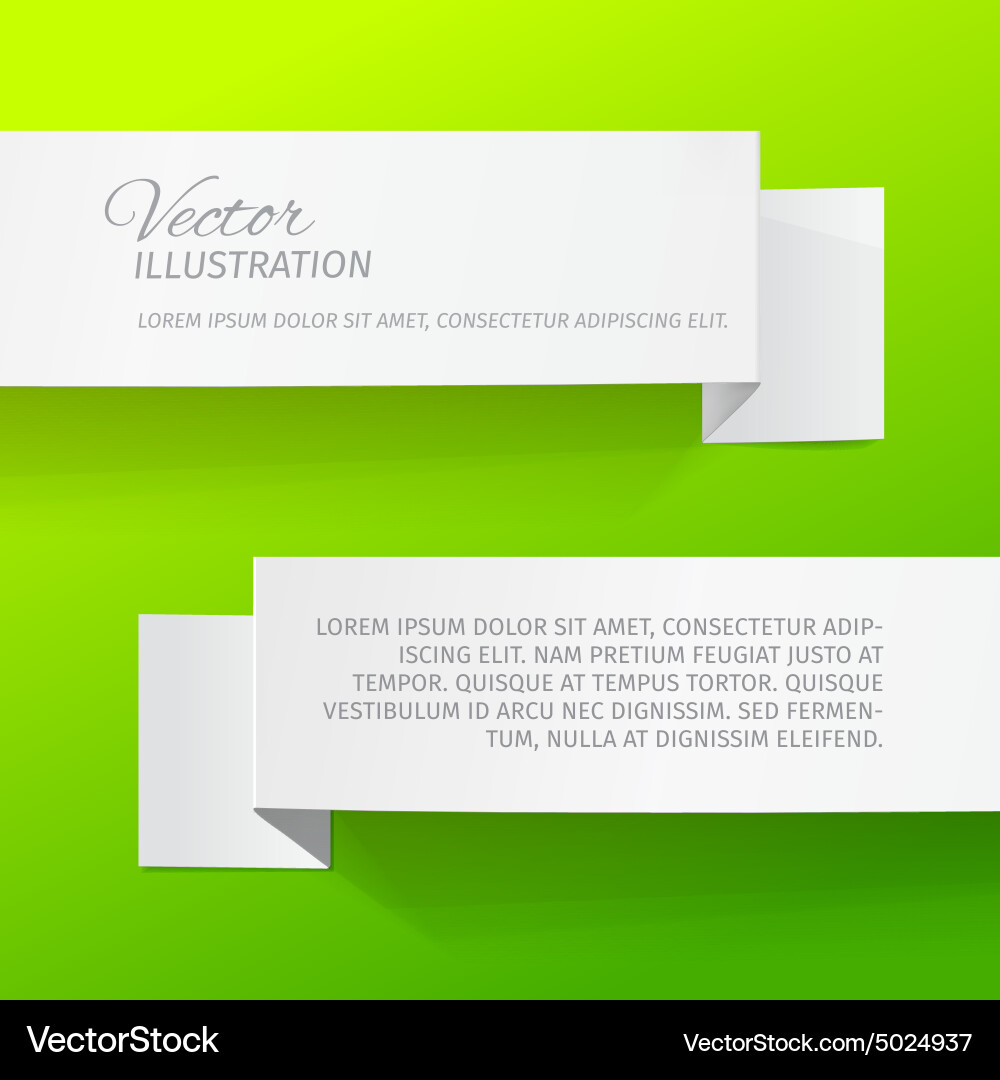 Two white sheets of paper on a green background Vector Image
