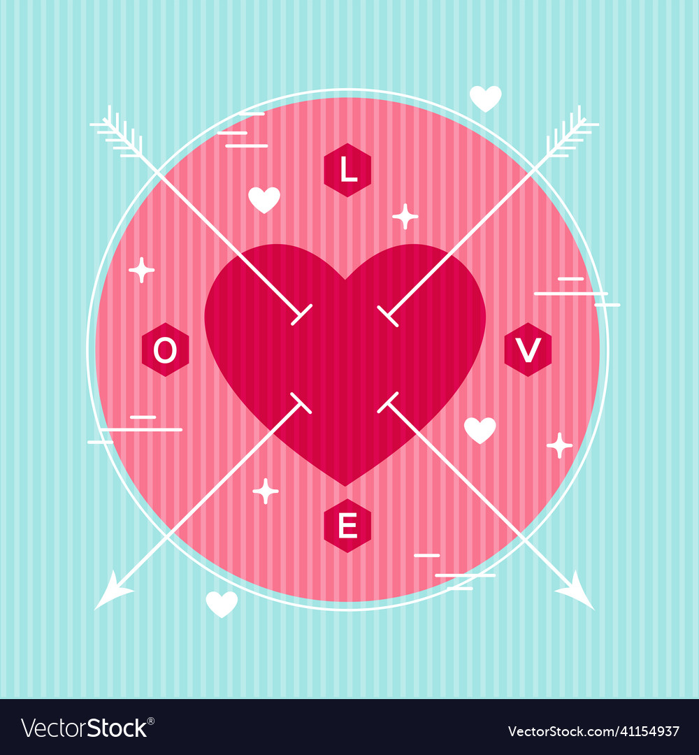 Valentines day heart with arrows Royalty Free Vector Image