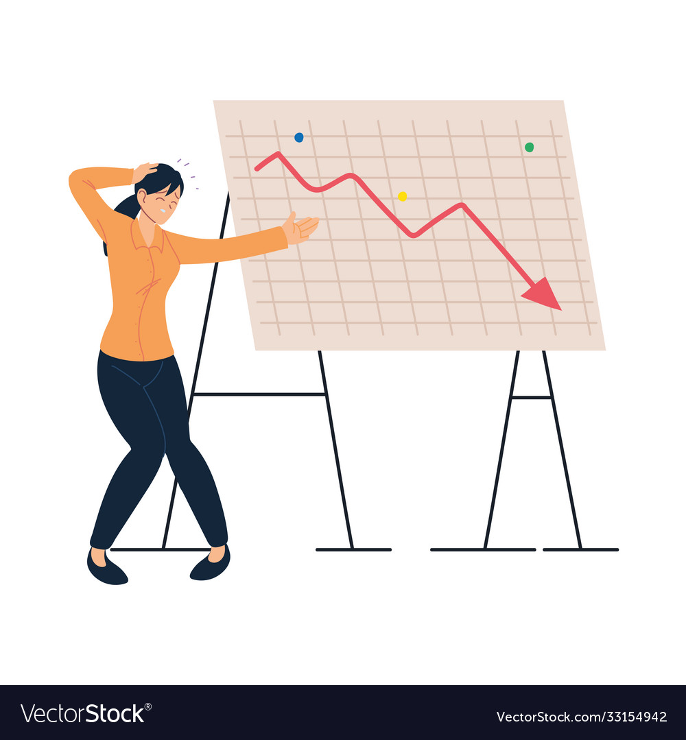 Businesswoman cartoon with headache and decrease Vector Image