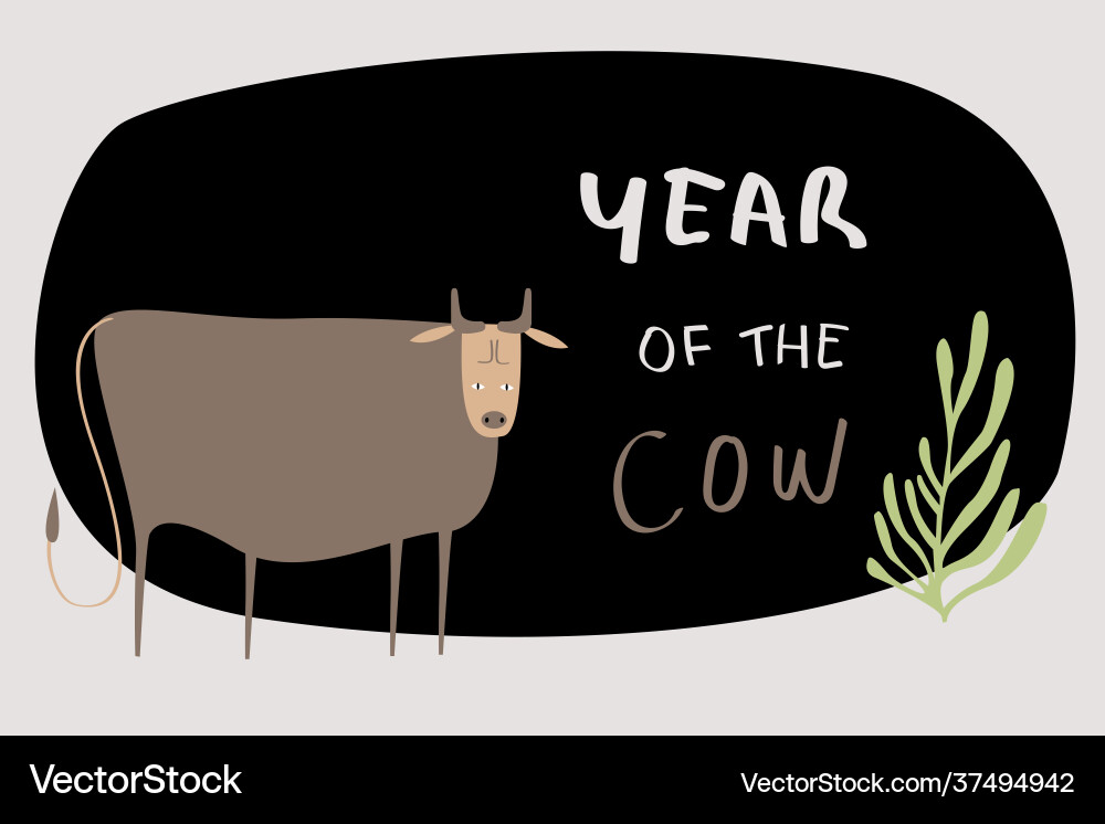 Chinese cow zodiac sign Royalty Free Vector Image