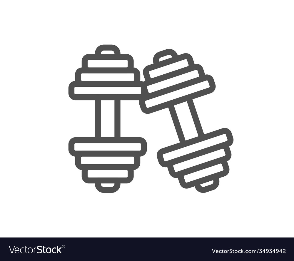 Dumbbells line icon workout equipment sign Vector Image