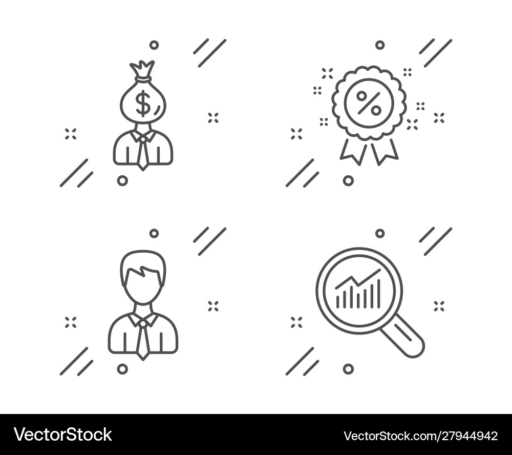 Manager discount and businessman icons set data Vector Image