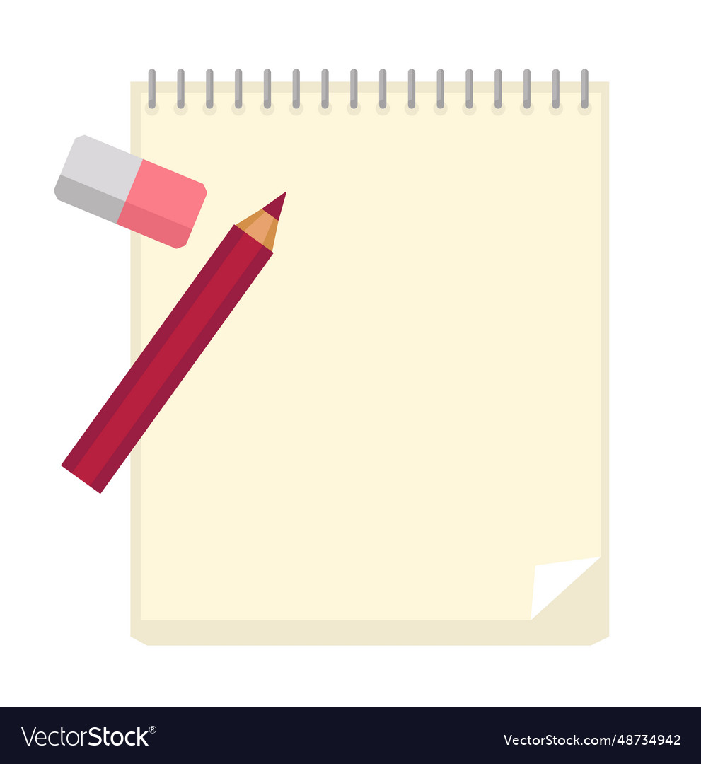 Notebook with pencil and eraser writing letter Vector Image