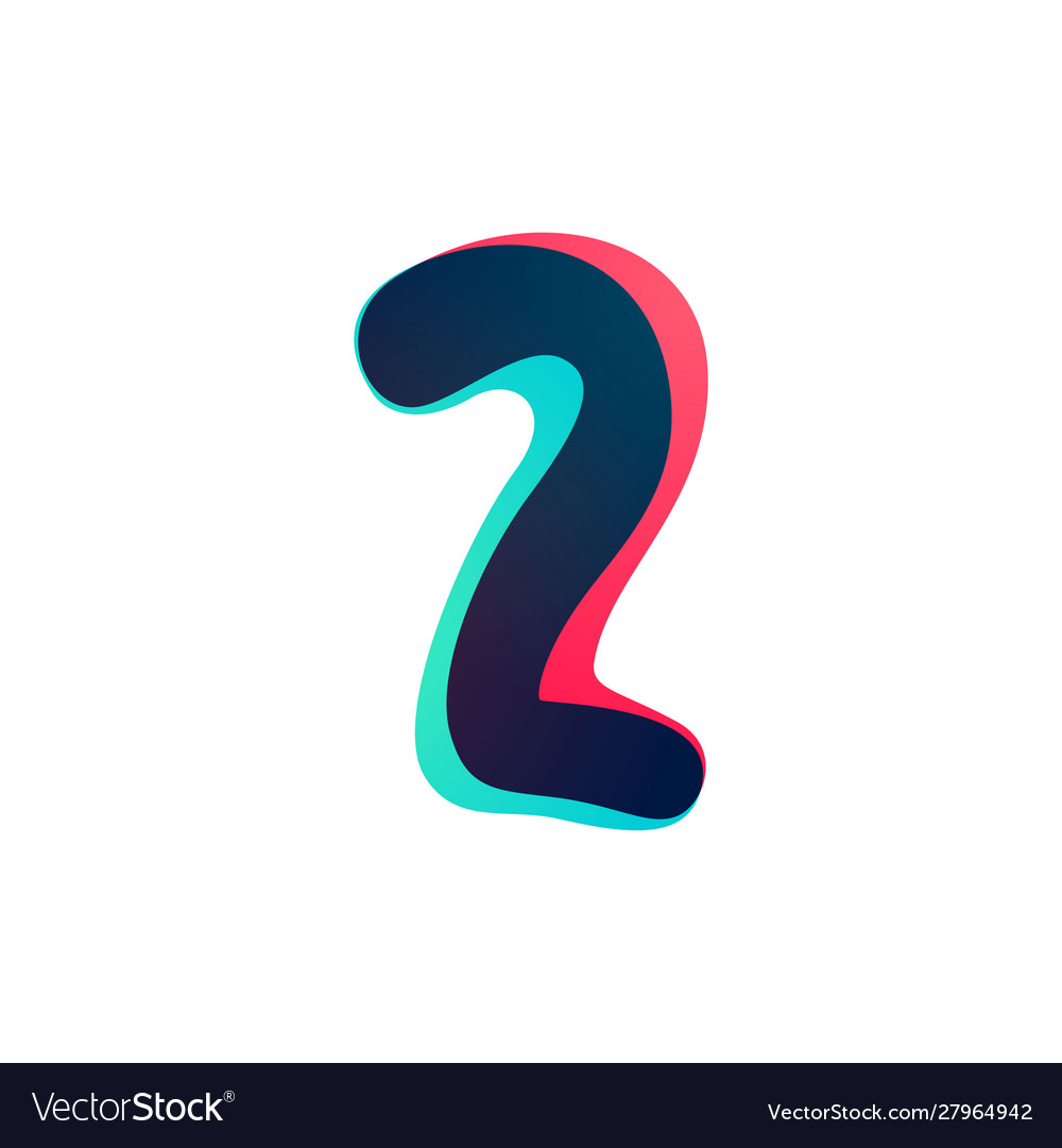 Overlapping gradient number two logotype Vector Image