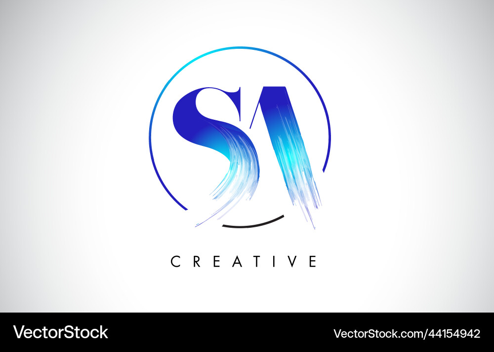 Sa brush stroke letter logo design blue paint Vector Image