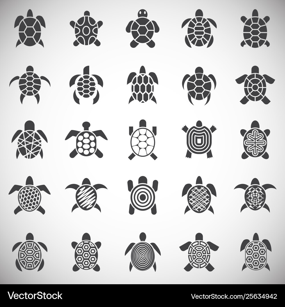 Sea turtle icons set on background for graphic Vector Image