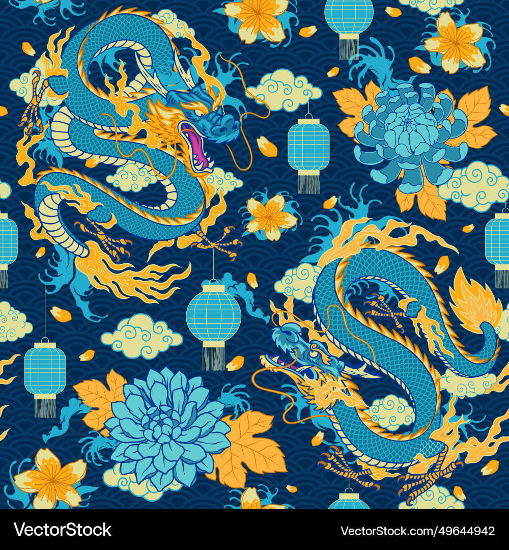 Seamless pattern of traditional chinese dragon Vector Image