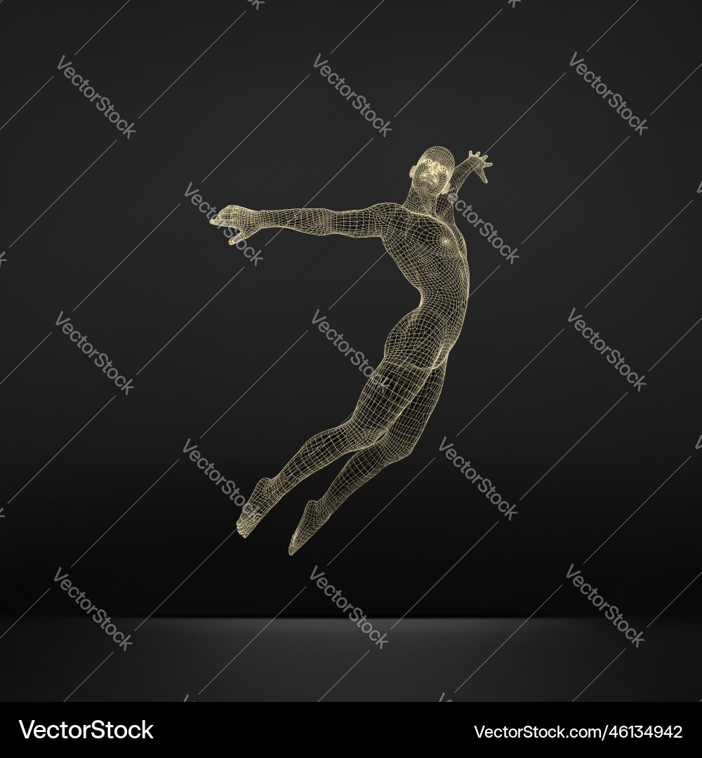 Silhouette of a jumping man 3d model Royalty Free Vector
