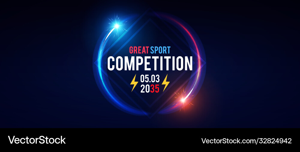 Sport competition shining banner with circle light