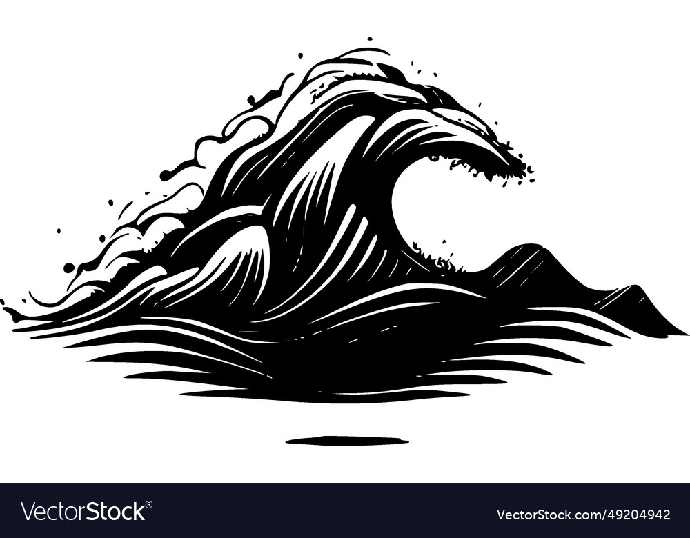 Waves - black and white isolated icon Royalty Free Vector