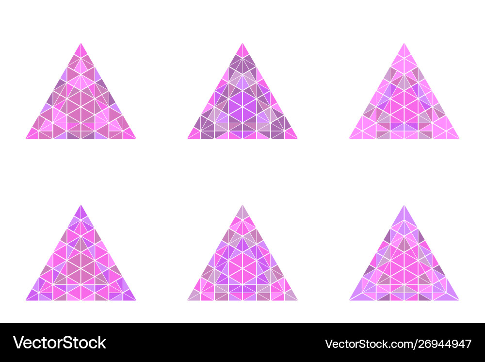 Colorful ornate abstract mosaic pyramid shape set Vector Image