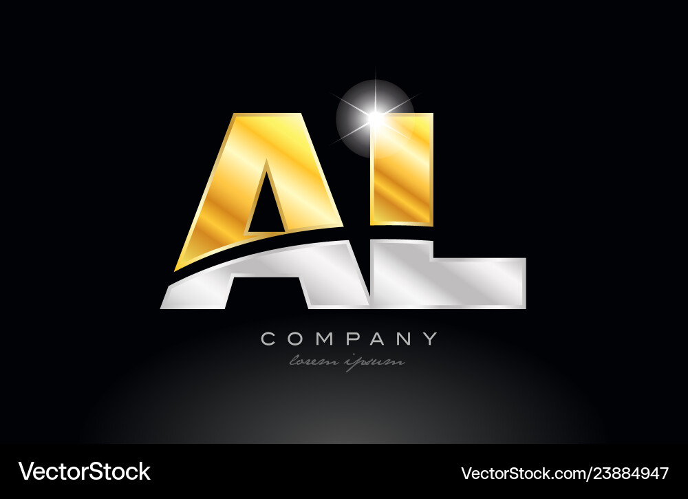 Combination letter al a l alphabet with gold Vector Image
