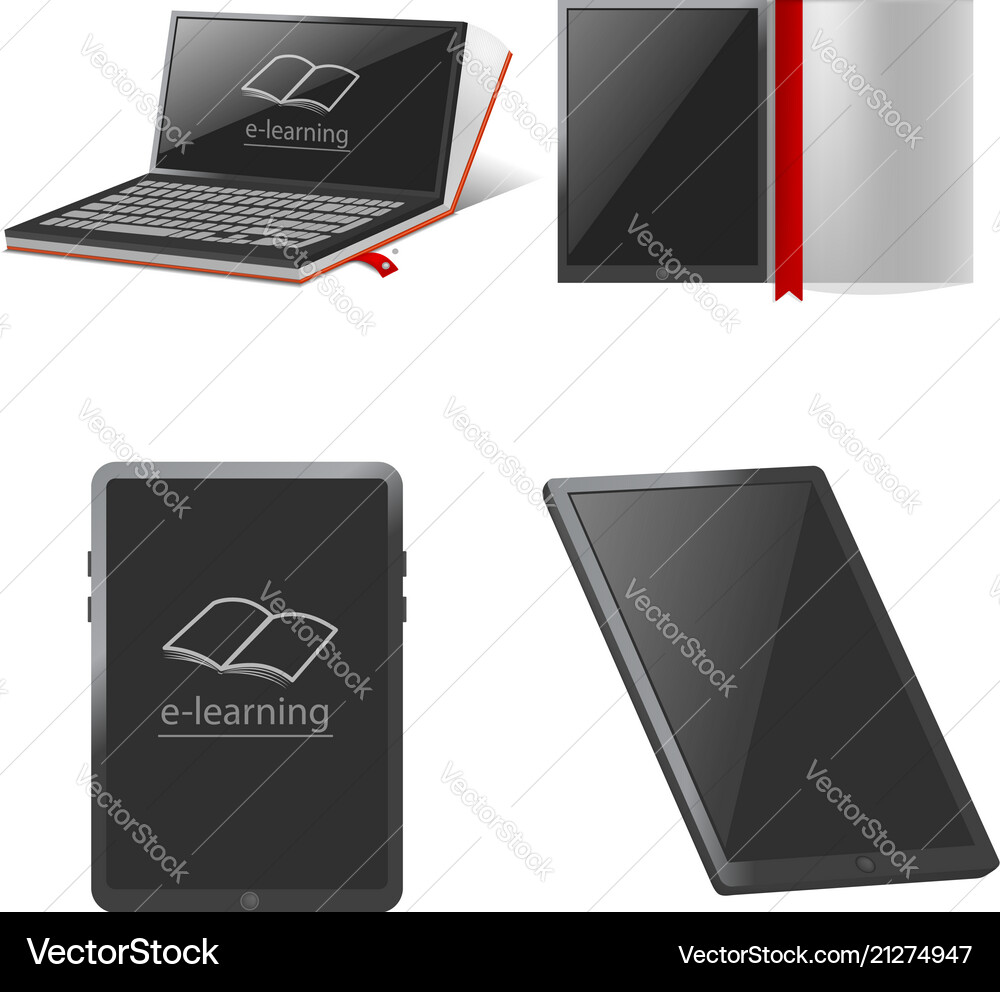 E-learning training mockup set realistic style Vector Image