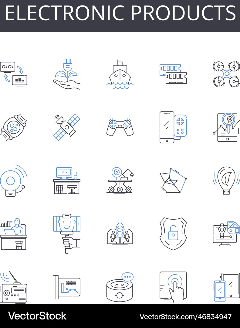 Electronic products line icons collection digital Vector Image