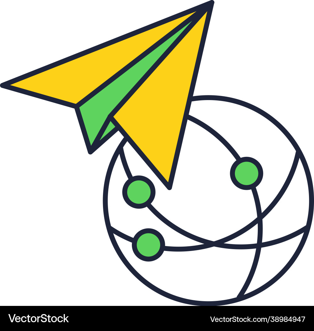 Email marketing icon with paper plane Royalty Free Vector