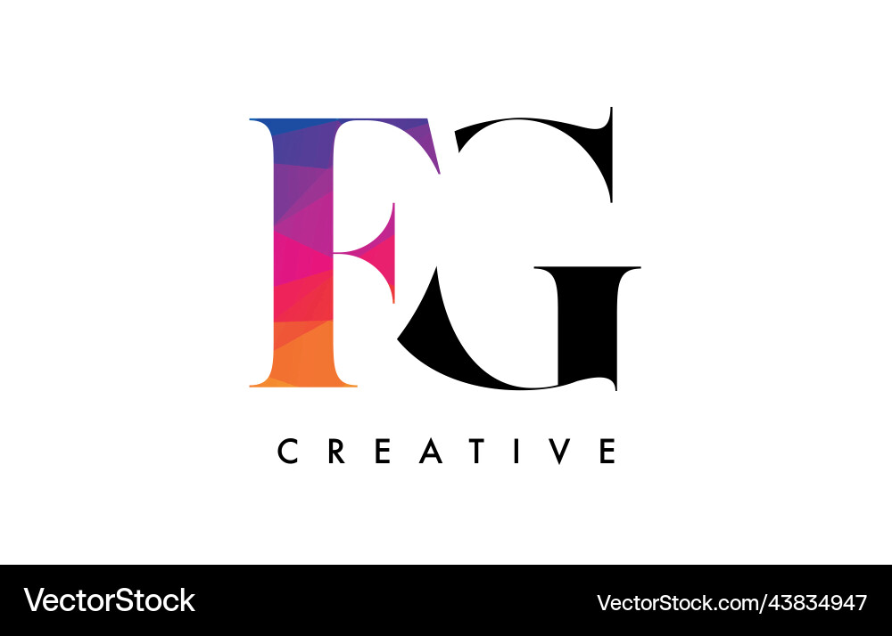 Fg letter design with creative cut and colorful Vector Image