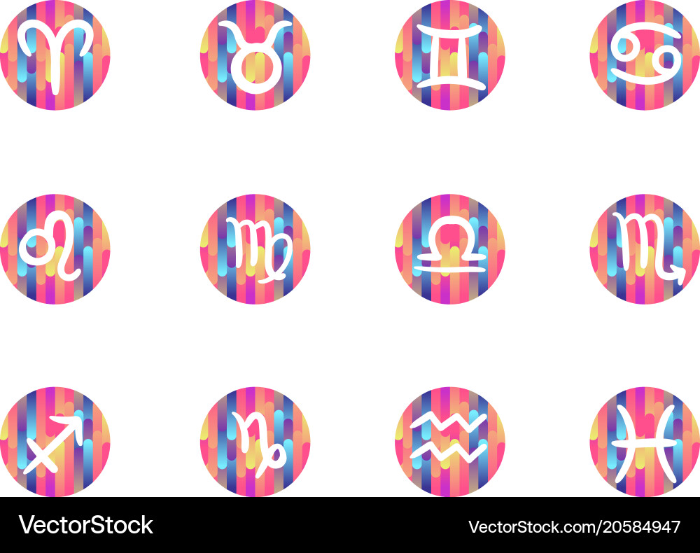 Freehand gradient shapes zodiac signs Royalty Free Vector