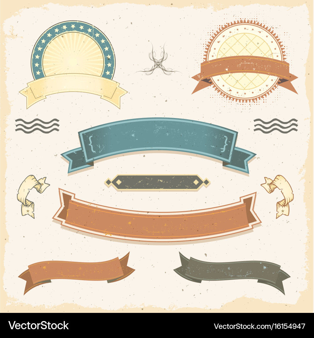 Grunge banners and ribbons set Royalty Free Vector Image