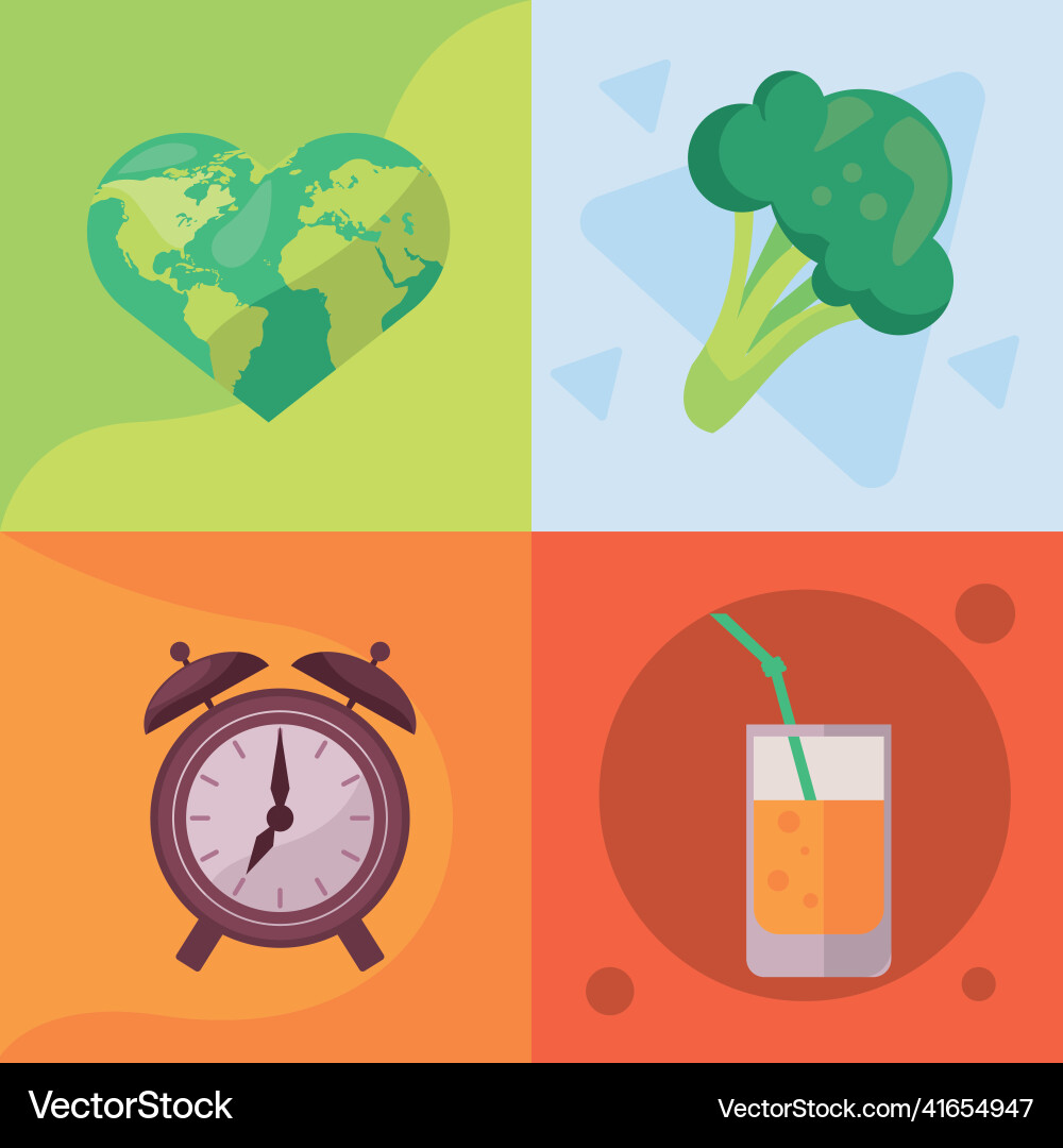 Health day four icons Royalty Free Vector Image
