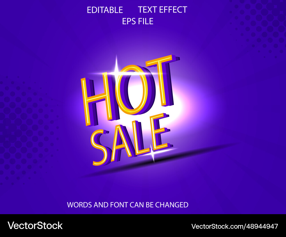 Hot sale 3d text effect style editabled Royalty Free Vector