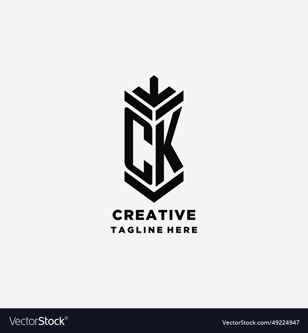 Initials ck shield logo design creative monogram Vector Image