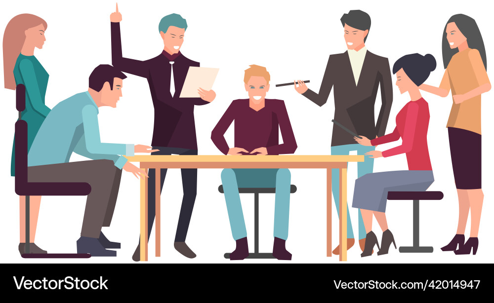 Meeting to discuss starting project business plan Vector Image