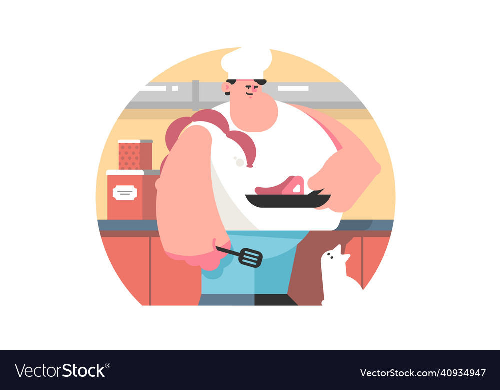 Professional male chef cooking Royalty Free Vector Image