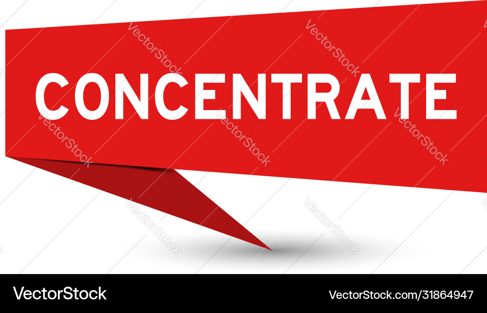Red paper speech banner with word concentrate Vector Image