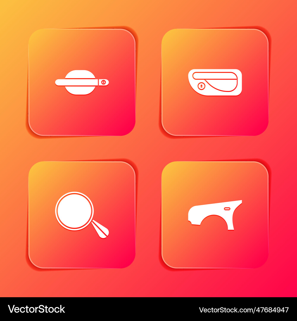 Set car door handle mirror and fender icon Vector Image