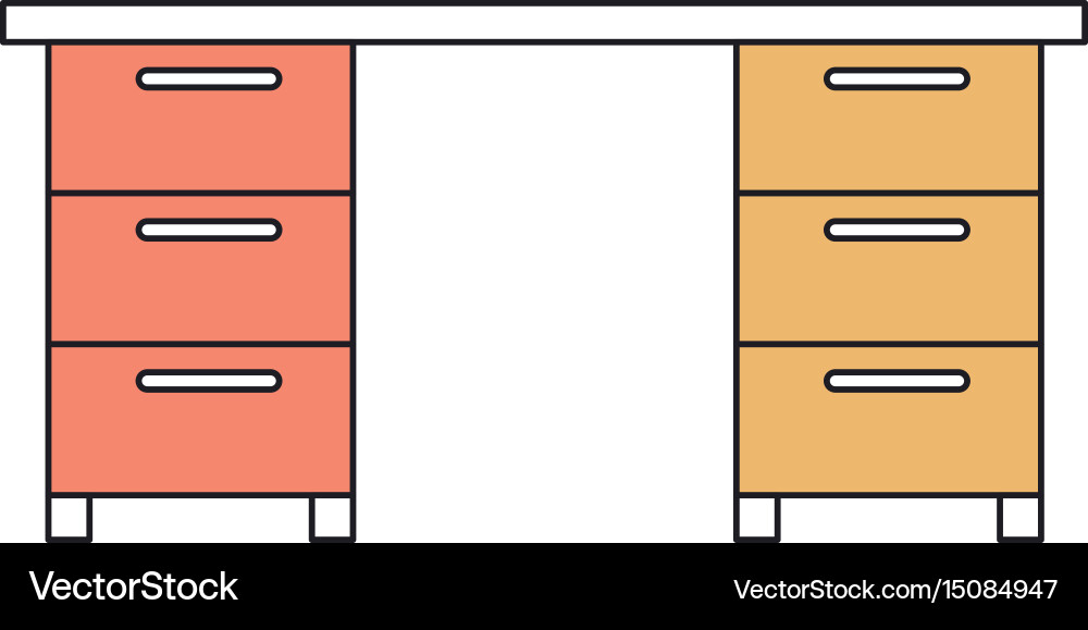 Silhouette color sections wooden office desk Vector Image