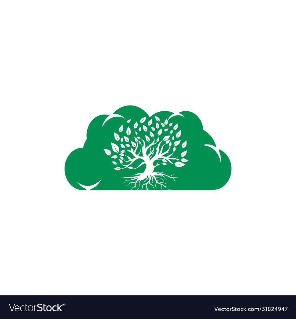 Tree roots cloud shape concept logo design Vector Image