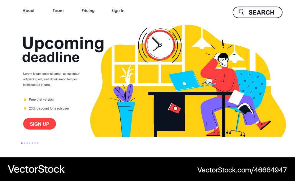 Upcoming deadline concept for landing page Vector Image