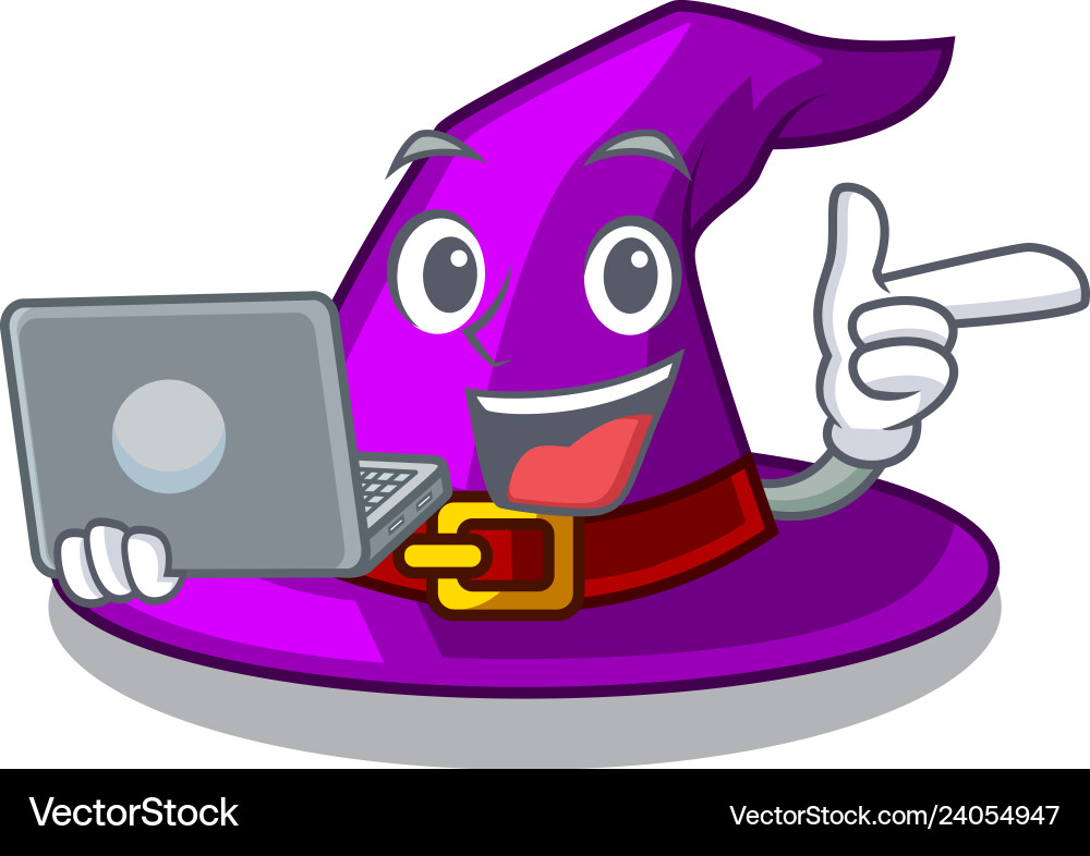 With laptop hat in the shape mascot Royalty Free Vector