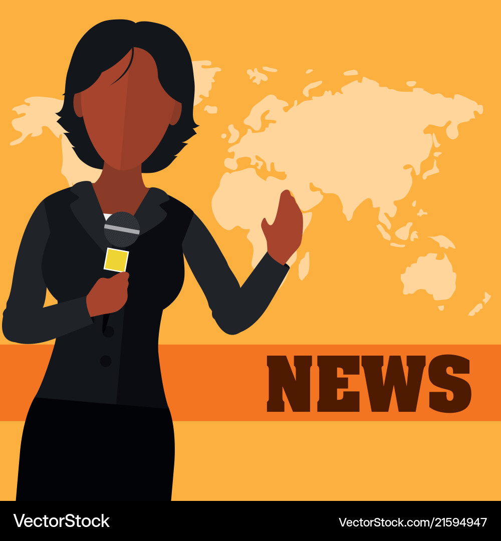 Woman journalist cartoon Royalty Free Vector Image
