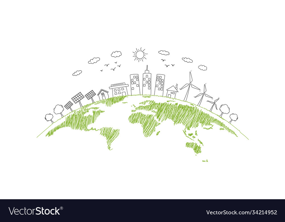 Earth ecology hand draw-1 Royalty Free Vector Image