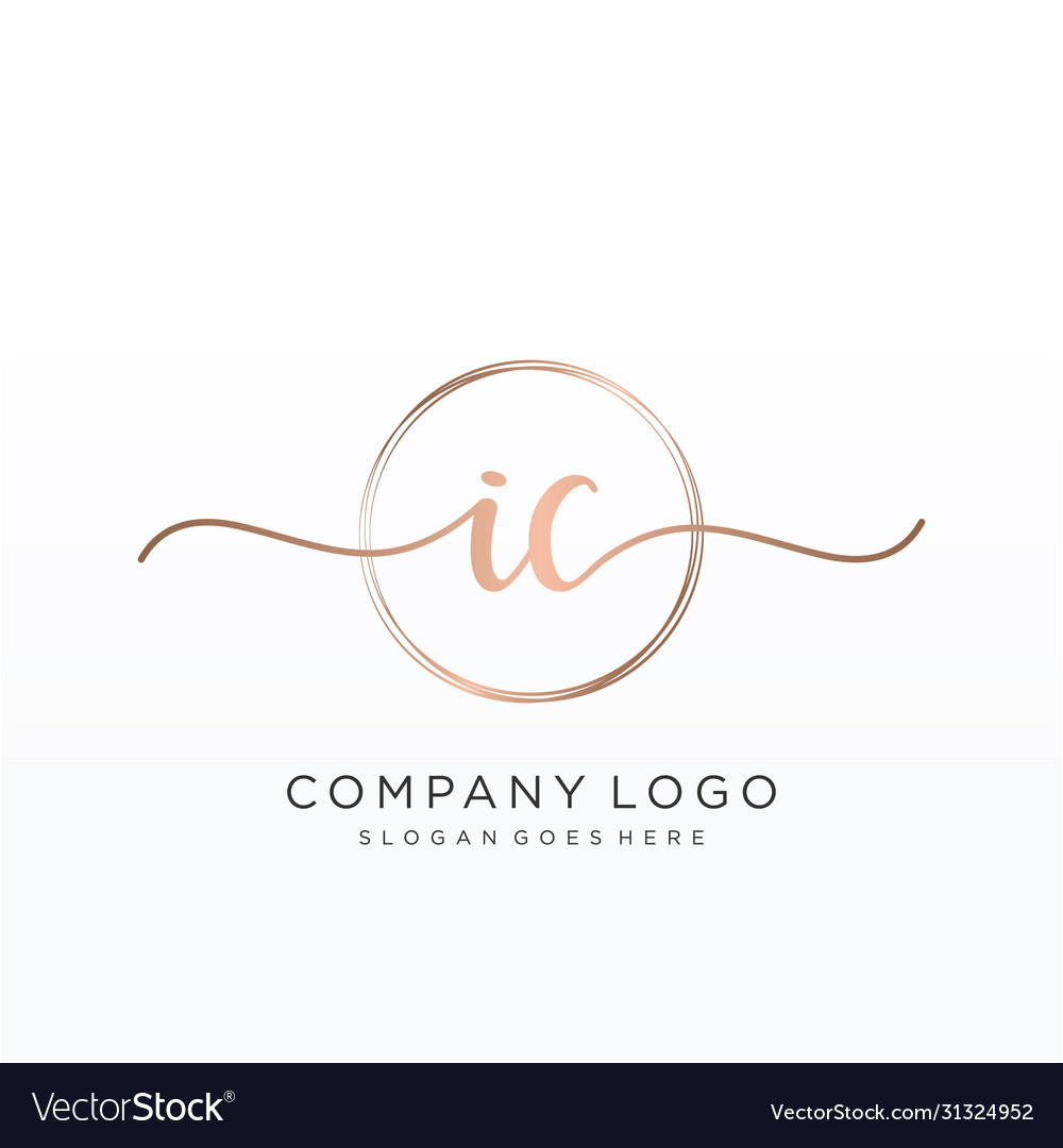 Ic initial handwriting logo design Royalty Free Vector Image