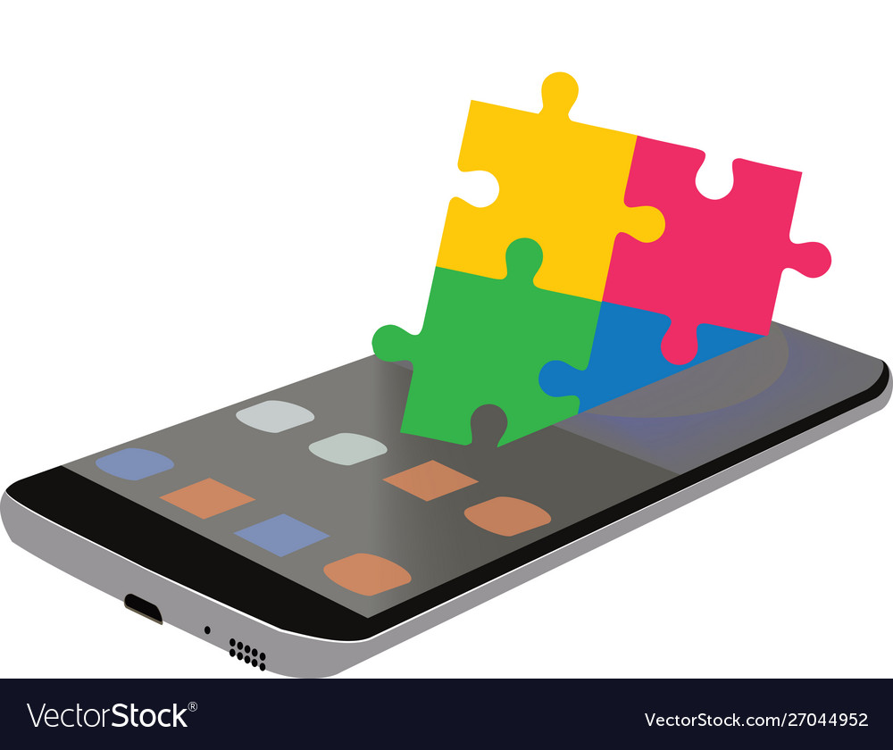Mobile phone app puzzle game application Vector Image