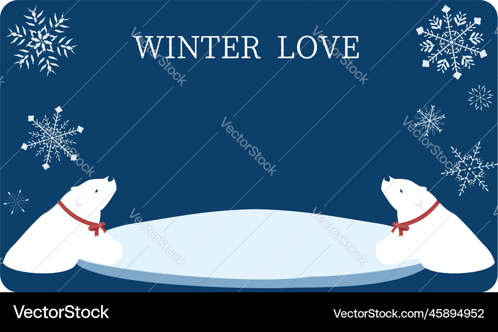 Polar bear with a red ribbon on his neck Vector Image