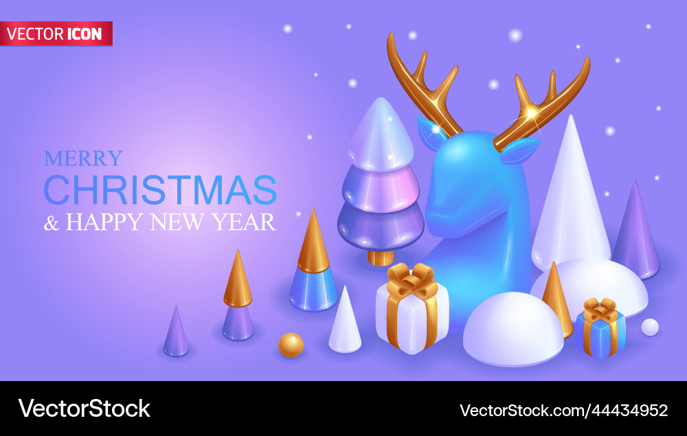 Realistic 3d isometric christmas Royalty Free Vector Image