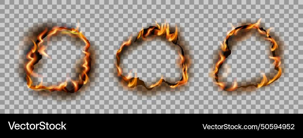 Realistic burnt holes paper edges Royalty Free Vector Image