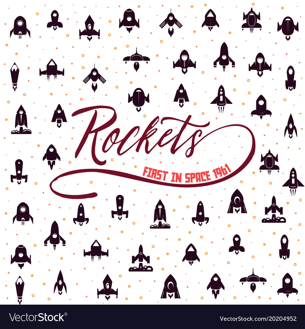Rockets icon set flat silhouettes of space ships Vector Image